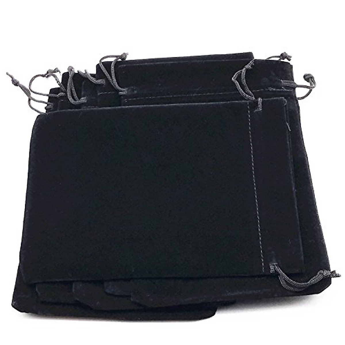 Lady Seven 6pcs 7" X 5" Velvet Cloth Jewelry Pouches/Drawstring Bags (Black)