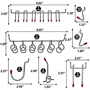 114 pcs Pegboard Hooks Assortment with Metal Hooks Sets, Pegboard Bins, Peg Locks for Organizing Storage System Tools