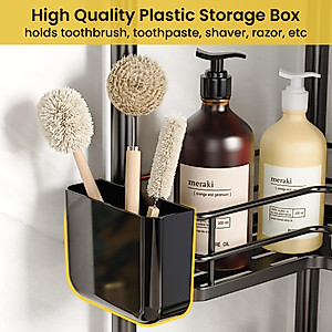 Vetacsion Corner Shower Caddy with Toothbrush Shelves, 4 Tier Standing Rustproof Shower Organizer, Metal Floor Shower Shelves for Bathroom Storage