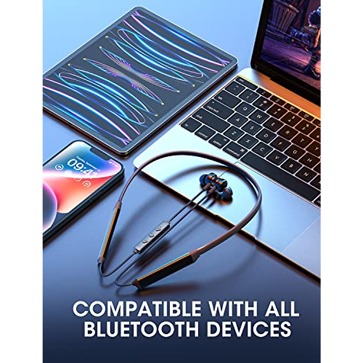 Bluetooth Headphones Wireless Earbuds 𝟒𝟐𝐇 Playtime Sports Magnetic Neckband Headphones Ergonomic Earbuds Ultra-Lightweight Comfort IPX7 Waterproof in-Ear Earbuds with Mic for Gym Workout Running