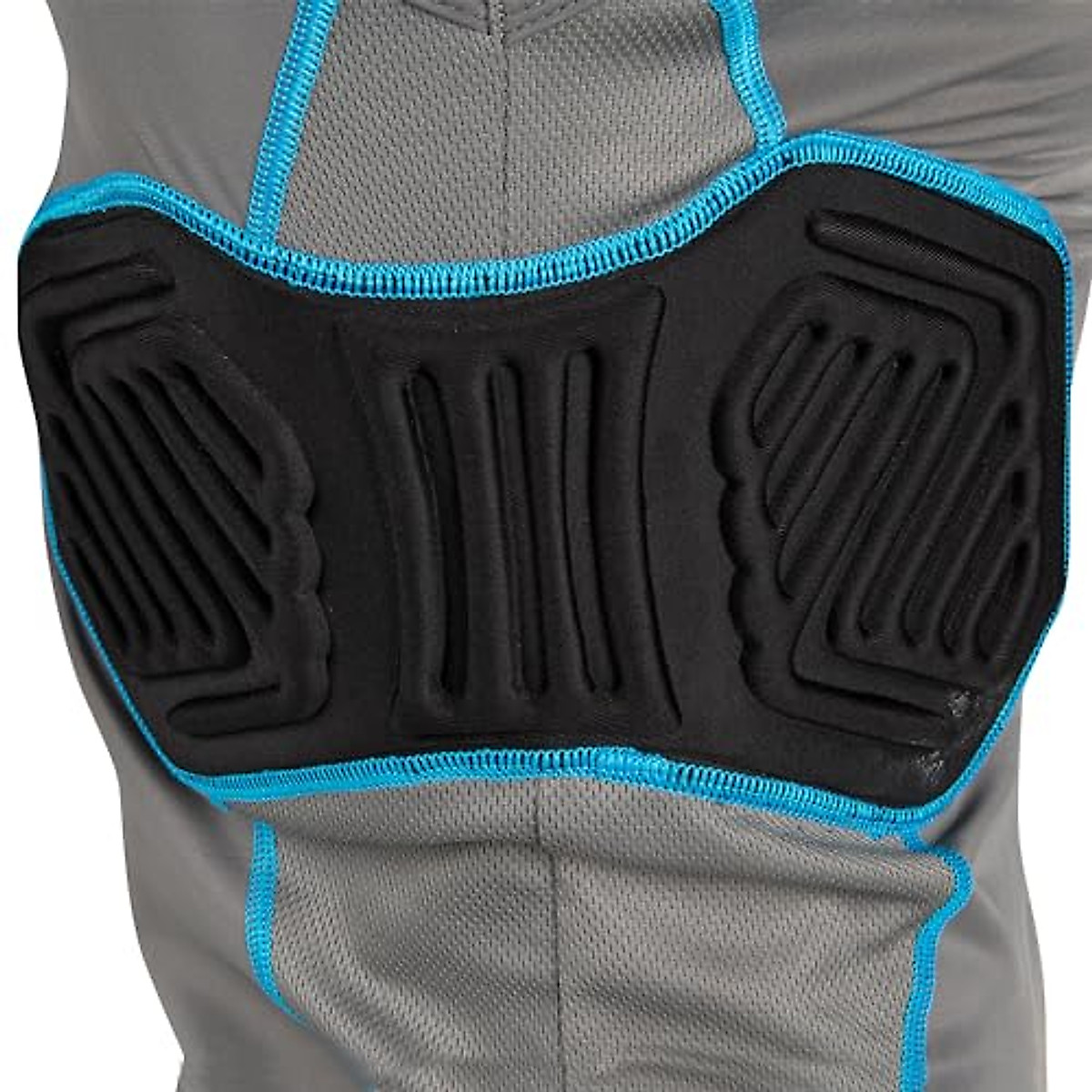 CHAMPRO Men's Standard Bull Rush Football Compression Shirt with Integrated Cushion System, Charcoal, Black Inset, Large