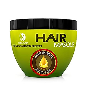 Bellisso Moroccan Argan Oil Hair Mask Deep Conditioner Sulfate Free for Dry or Damaged Hair with Organic Jojoba Kernel Oil Aloe Vera Collagen and Keratin
