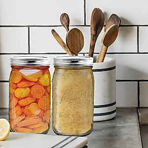 Tebery 6 Pack Wide Mouth Mason Glass Jars, 32Oz Clear Glass Jar Canning Jars with Lids and Bands for Canning, Freezing, Preserving, Beverages & Jar Decor