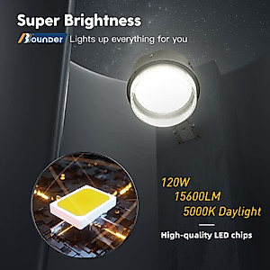 BBOUNDER - 120W 15600LM LED Barn Lights Dusk to Dawn Outdoor Area Lights with Photocell (1000W Incandescent Equiv.) 5000K Daylight Waterproof ETL&DLC Listed for Yard Street Flood Lights