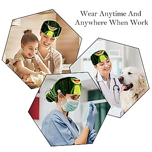 CWAGFEQZ 2-Pc Gourd-Shaped Working Cap,Fisherman Hat with Buttons and Cotton Sweatband,Green Plant Jungle Frog