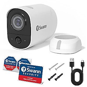Swann Wireless Security Camera, Home Security Camera 1080p Full HD Indoor Outdoor Waterproof, Recharcheable Security Camera with Night Vision, 2-Way Talk, Heat, Motion Person Detection, Smart Alerts