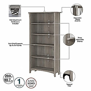 Bush Furniture Salinas Tall 5 Shelf Bookcase