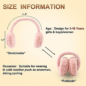 Fluffy Ear Muff for Women Plush Foldable Earmuffs Kids Winter Earmuffs Girls Boys Cold Weather Ear Warmer (Apricot Pink)