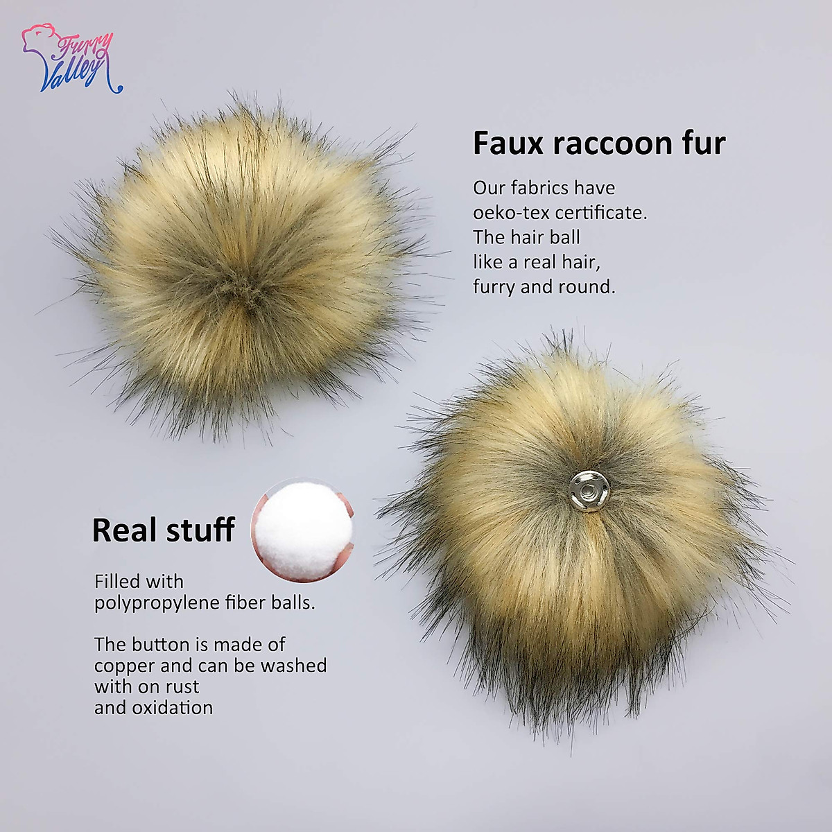 Furryvalley Faux Fur Pompom 6pcs DIY Crafts Fluffy Balls for Hat Shoes Scarves with Snap Fastener Removable Knitting Hat Horse Riding Hat Silk Accessories 6 Inch Extra Large(Brown)