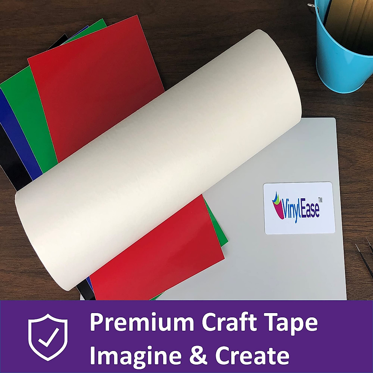 Vinyl Ease 12 inch x 150 feet roll of Paper Transfer Tape with a Medium Tack Layflat Adhesive. Works with a Variety of Vinyl. Great for Decals, Signs, Wall Words and More. V0844