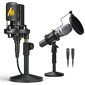 MAONO XLR Podcast Microphone, Professional Cardioid Studio Mic for Podcasting, Recording, Streaming, Vocals, Voice Over, Music, ASMR(PM500 & HD300T Gray)