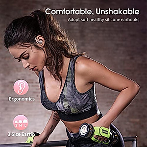 CASCHO Wireless Earbuds, Bluetooth 5.3 Headphones, 60Hrs Playback HD Stereo Audio LED Display, Over-Ear IPX7 Waterproof Earphones with Earhooks, Built-in Mic, Type-C, for Sports (Rose Gold)