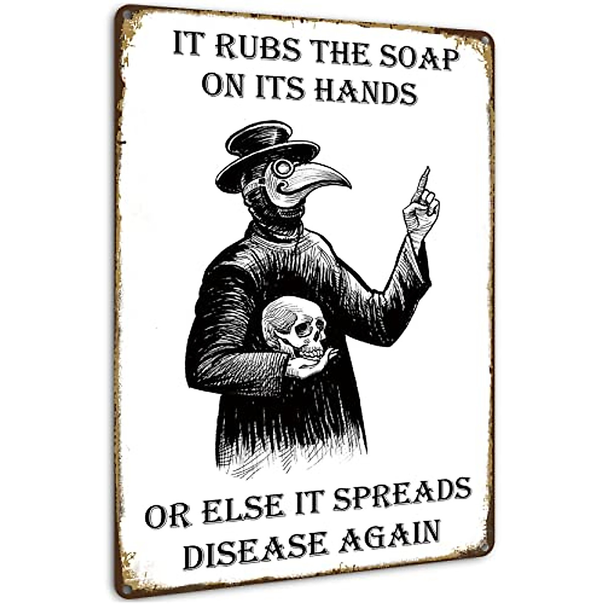 Wash Your Hand Plague Doctor Gothic Decor Wall Decor Guest Wall Decor Art Tin Sign In The Bathroom Bedroom 8 X 12 Inch