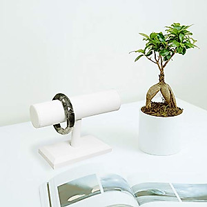 Mooca Bracelet Holder Jewelry Display Jewelry Stand Organizer T-Bar Bracelet Watch Display for Home Organization Bracelet Bangle Holder, White Leatherette