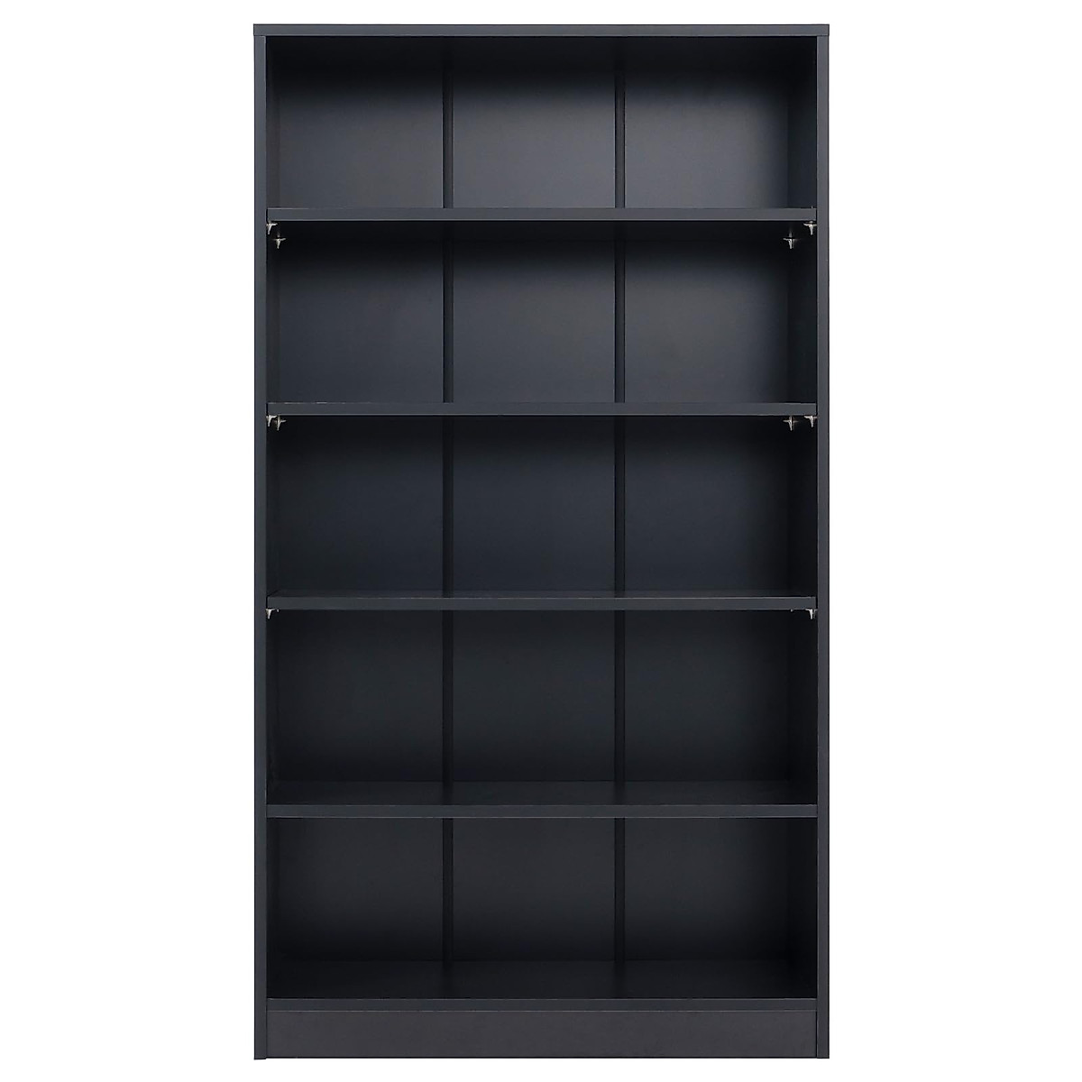STARY 5 Shelf Black Bookcase 60 inch Tall Wood Bookshelf for Bedroom