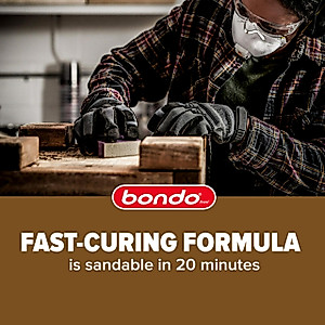 Bondo Wood Filler 12 oz with Hardener 0.5 oz, Repairs Chips and Cracks in Wood, Sandable, Paintable, and Stainable