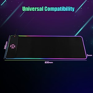 Macarrie 2 Pcs Charging Mouse Pad Cool Mouse Pad with 15w 31.5 x 11.8 x 0.2'' Fast Charging Extended Large LED Gaming Mousepad RGB Mouse Pad Non Slip Wireless Keyboard Pad for Office Desks