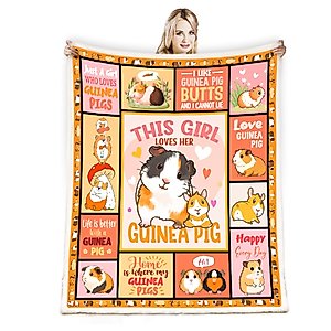 Juirnost Guinea Pig Fleece Throw Blanket for Girls,Just A Girl Who Loves Guinea Pigs Blankets,Super Soft Warm Cozy Fleece Guinea Pig Throw Blanket Gifts for Couch Sofa, 50"x60"