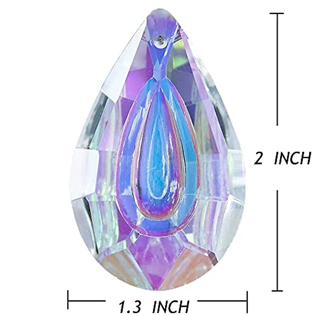 HDCRYSTALGIFTS Suncatcher Crystal 50mm AB Loquat Shape Chandelier Parts Drops Prisms Hanging Pendants 50mm,Pack of 12