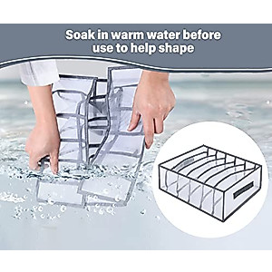 Hodeuineer Wardrobe Clothes Organizer for Bra,6 Grid Foldable Drawer Organizers For Clothing,Oversized Space Underwear Organizer(2Pack,Grey)