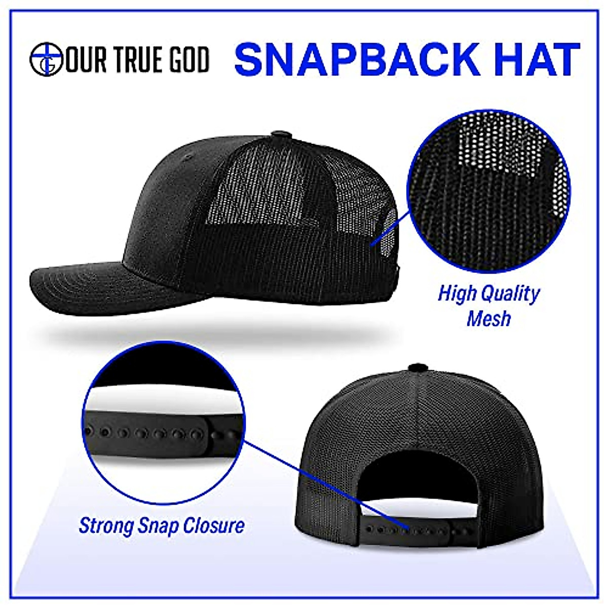 Faith Over Fear Christian Trucker Hat - Adjustable Fit Snapback Hat - Breathable Mesh Side for Casual Wear - Running Workout & Outdoor Activities All Seasons - Baseball Cap Women and Men