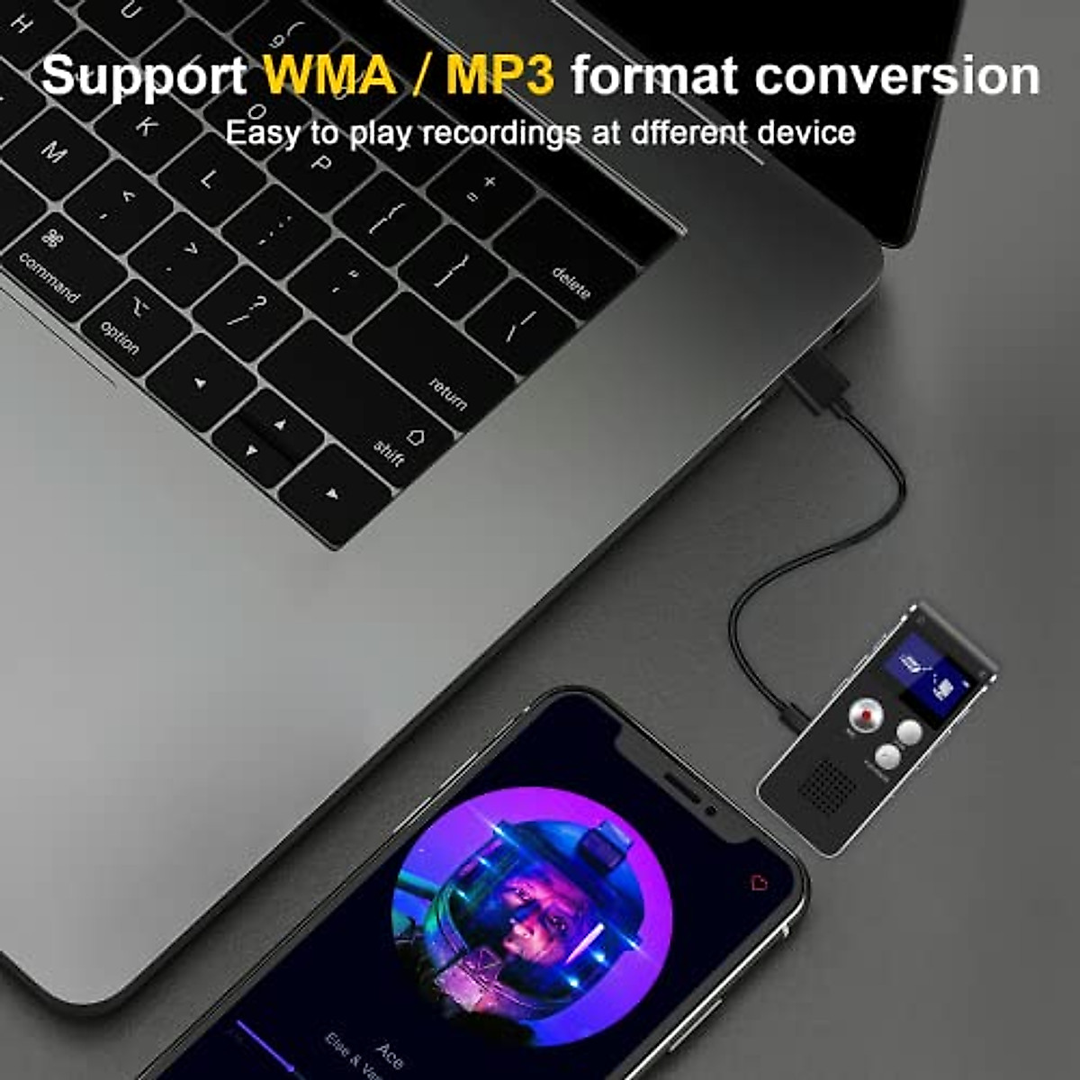16GB Digital Voice Activated Recorder - Voice Recorder with Playback - Portable Tape Recorder Audio Recording Device with Noise Reduction Audio Recorder for Lectures Meetings