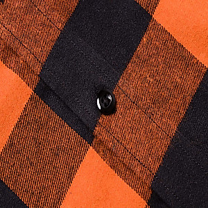 Leonal Men's Dress Long Sleeve Buffalo Plaid Checked Flannel Shirt (One Pocket-Orange Black Buffalo, XXX-Large)