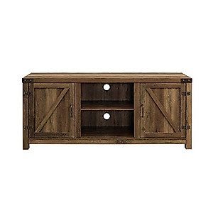Walker Edison Georgetown Modern Farmhouse Double Barn Door TV Stand for TVs up to 65 Inches, 58 Inch, Rustic Oak