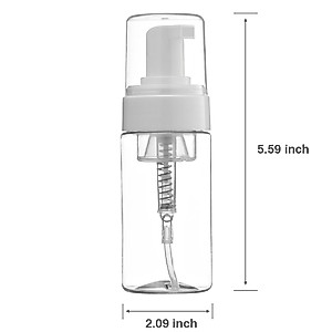 LONGWAY 3.4 Oz (100ML) Plastic Travel Foaming Soap Dispenser | Empty Foaming Liquid Soap Pump Bottles - for Refillable Castile Soap Dispenser - BPA Free (Pack of 6, Transparent)