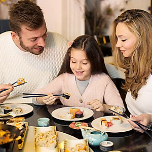 Chopsticks,LIANGKEN 5 Pairs Dishwasher Safe Fiberglass Chopsticks Set,9.5 Inch Reusable Japanese Chinese Chopsticks , Non-Slip, Easy to Use (colorful ) (9.5 inch, pure black)