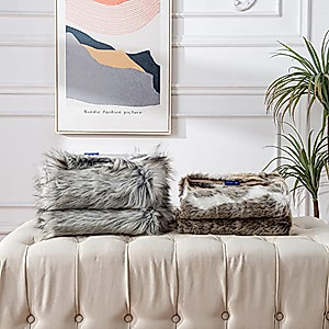 Asoran Luxury Faux Fur Throw Blanket, 60''x80'' Super Soft Warm Cozy Decorative Blanket, Home Decor, Brown Throw Blanket for Couch Sofa Bed