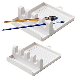 dsbdrki Paint Brush Holders Paint Brush Rest Plastic Paint Brush Holder With 4 Slots Chinese Calligraphy Pen Holder Brush Drying Rack Organizer Display Stand 2 Pcs