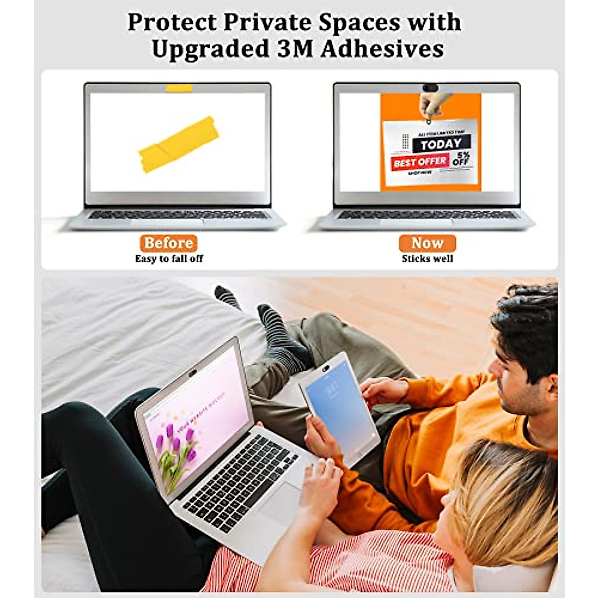 Webcam Cover (3 Pack), Yilador 0.03 inch Ultra Thin Laptop Camera Cover Slide for iPhone iPad MacBook Pro Computer iMac Cell Phone PC Accessories Camera Blocker Slider, Great for Privacy - Black