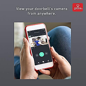 Globe Electric Wi-Fi Smart Video Doorbell, Hardwired, No Hub Required, IP54 Rated, 1080p, Motion Detection, 2-Way Voice, Night Vision, Black