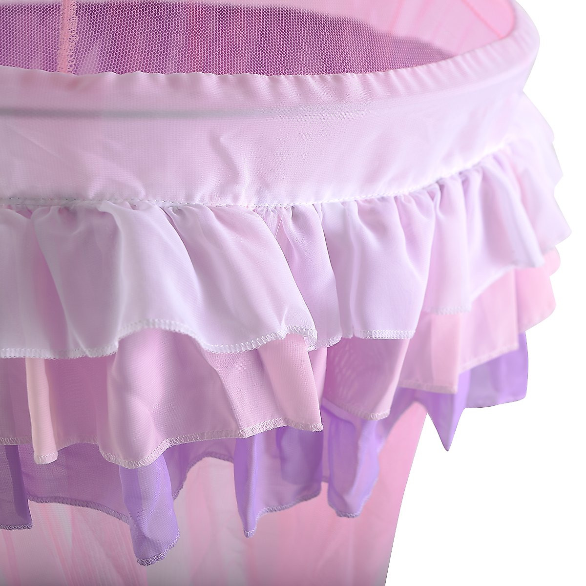 HAPPYGRILL Bed Canopy Mosquito Net Princess Fairy Net with Elegant Ruffle Lace for Girls and Baby (Pink)