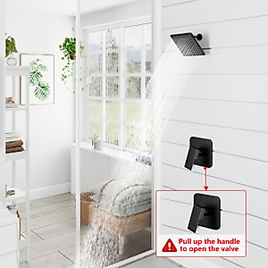 Holispa Shower Faucet Set, Black Shower Faucet with 8-Inch Shower Head, All Metal Shower Head and Handle Set, Shower Trim Kit Included Shower Valve, Matte Black