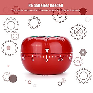 Tomato Shaped Mechanical 60 Minutes Countdown Timer Kitchen Cooking & Baking Helper Count Up Down Magnetic Timer Clock with Alarm Fast Setting(6.3x4.5cm)