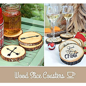 Wood Slices 16Pcs 3.5''-4'' Unfinished Wood Rounds Natural Thicken Slab with Bark for Coasters Centerpieces Wedding Rustic Craft Wooden Christmas Ornaments
