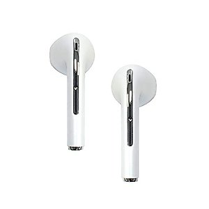 One-Touch On/Off Bluetooth 5.0 Stereo Earbuds 4 Hours Talking or Playtime Deep Bass Crystal-Clear Calls Headset with Charging Case for iPhone & Android Phone, White, J18