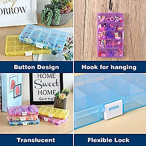 SGHUO 5pcs 15 Grids Bead Case Storage Organizer Small Plastic Jewelry Organizer Box