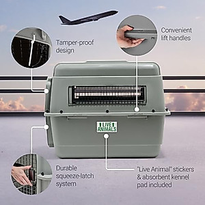 Petmate Sky Kennel - For Air and Travel, Airline Approved Dog Crate for Pets 30-50 lbs, Heavy Duty Dog Kennel, Made in the USA- 32 Inches