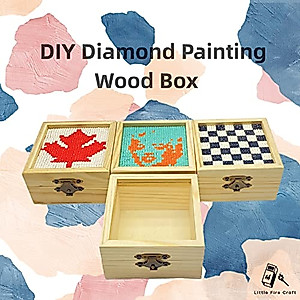 Little Fire Craft Unfinished Wooden Box with Glass Hinged Lid DIY Decorative Box Wooden Jewelry Box Mini Storage Gift Box for Christmas and Birthday 3.35 x 3.35 x 1.85 inch 2 Pack