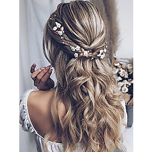 JAKAWIN Bride Flower Wedding Hair Vine Leaf Hair Piece Pearl Bridal Headpiece Rhinestone Hair Accessories for Women and Girls HV103 (Silver)