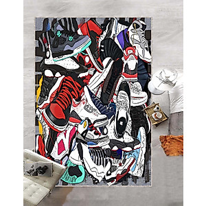 Generic Sneakers Rug, Sneakers, Shoes Rug, Street Rug, Cool Rug, Sneakers Decor Rug, Sneaker Art, Fashion Street Rug, 5.2 x 7.5 feet, Colourful