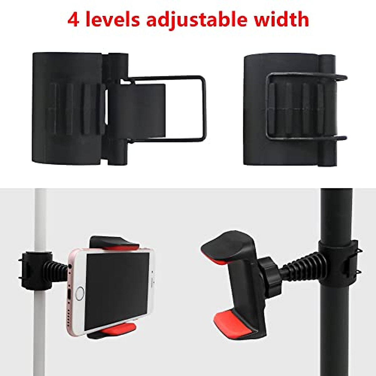 sumcoo Car Seat Phone Holder Mount for Kids, Ring Light Tripod Stand Phone Mount Holder Clamp Post Flexible Direction Adapter Rotatable Monopod Selfie Stick Adjustable for Live Stream/TikTok/YouTube