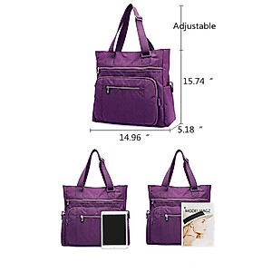 Multi Pocket Nylon Totes Handbag Large Shoulder Bag Travel Purse Bags For Women (X-Black)