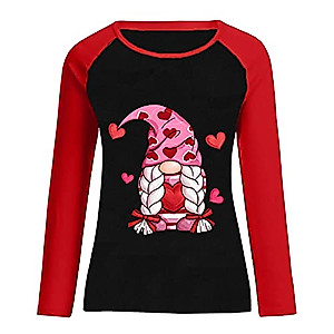 Valentine Shirts for Women Long Sleeve New Years Eve Outfits Women Stocking Stuffers for Teens Funny Gifts Under 20 Black