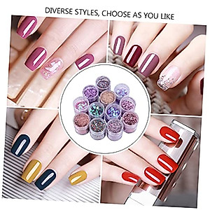 Nail Decor 12 Boxes Environmental Protection pet Crafts Set Bottled Accessories Applique Small Gradient Sequins Suite Sequins Ultra Thin Nail Polish Flash Sequins for Crafts Decore