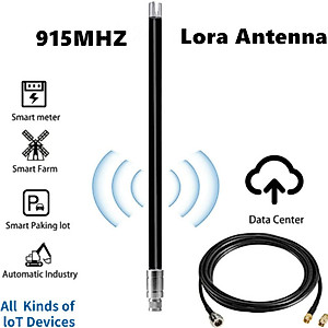 10dBi Outdoor for LoRa Gateway 915MHz Antenna Omni Directional Fiberglass Antenna WiFi N Tyle Male Glass Mount Antennas for LoRa Helium HNT Mining (or Anything Else 900-950Mhz) Brackets Included