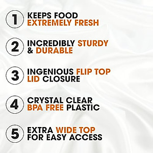 Cheer Collection Airtight Food Storage Containers, Kitchen Storage Containers for Pantry, Set of 7 Food Containers with Lids Airtight, Pantry Storage Containers & Organizers with Lids, Black